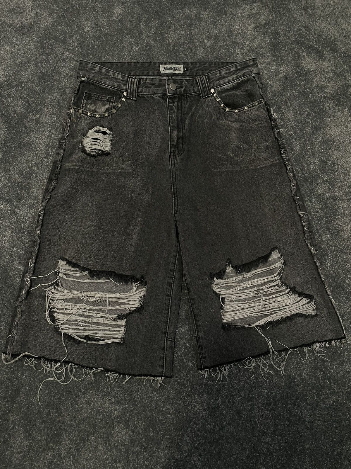 Designer × Streetwear Goth Y2K Black Denim Jorts by spiritual war | Grailed