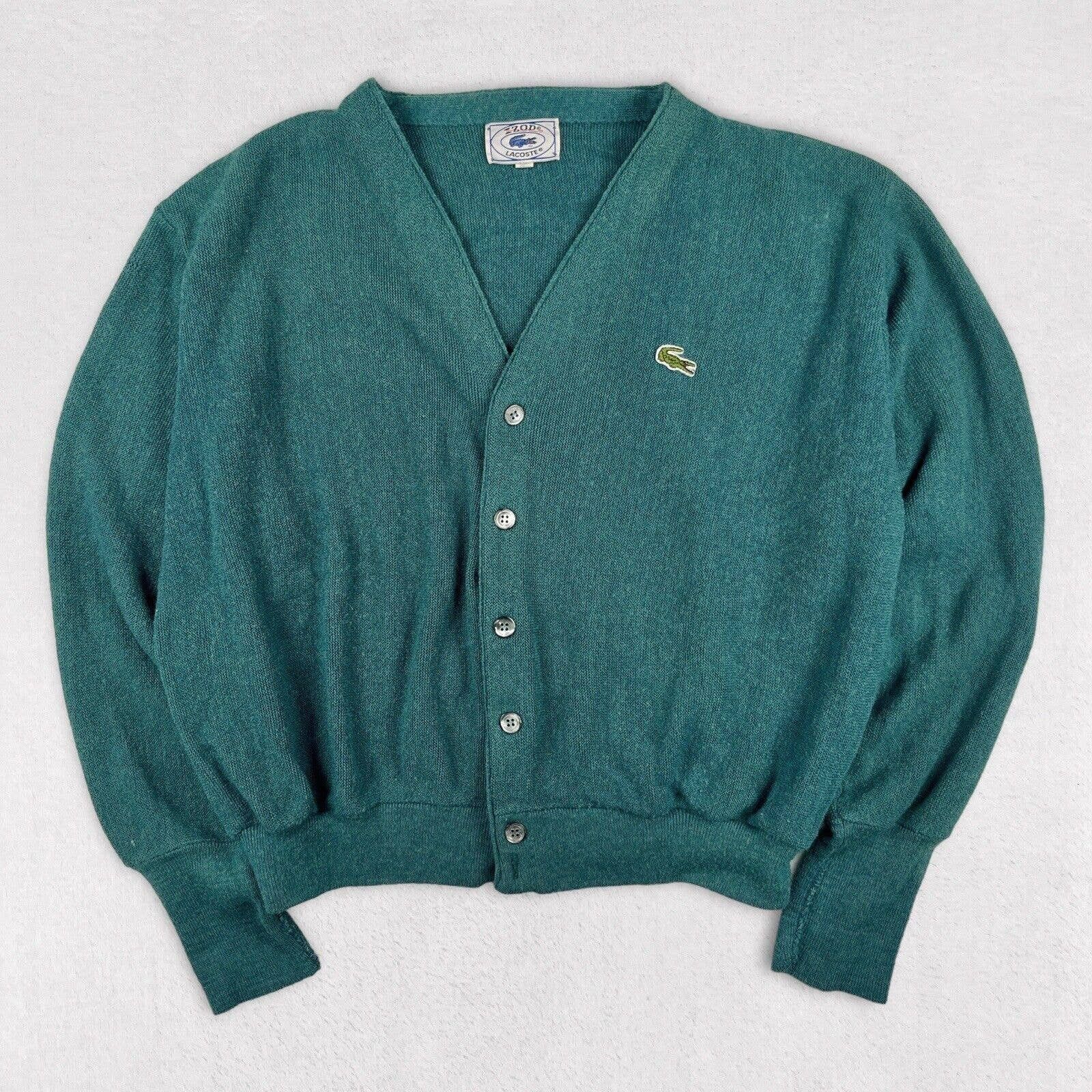 Izod × Lacoste × Vintage 70s Izod Lacoste Button Cardigan Sweater M Alligator Logo | Grailed
