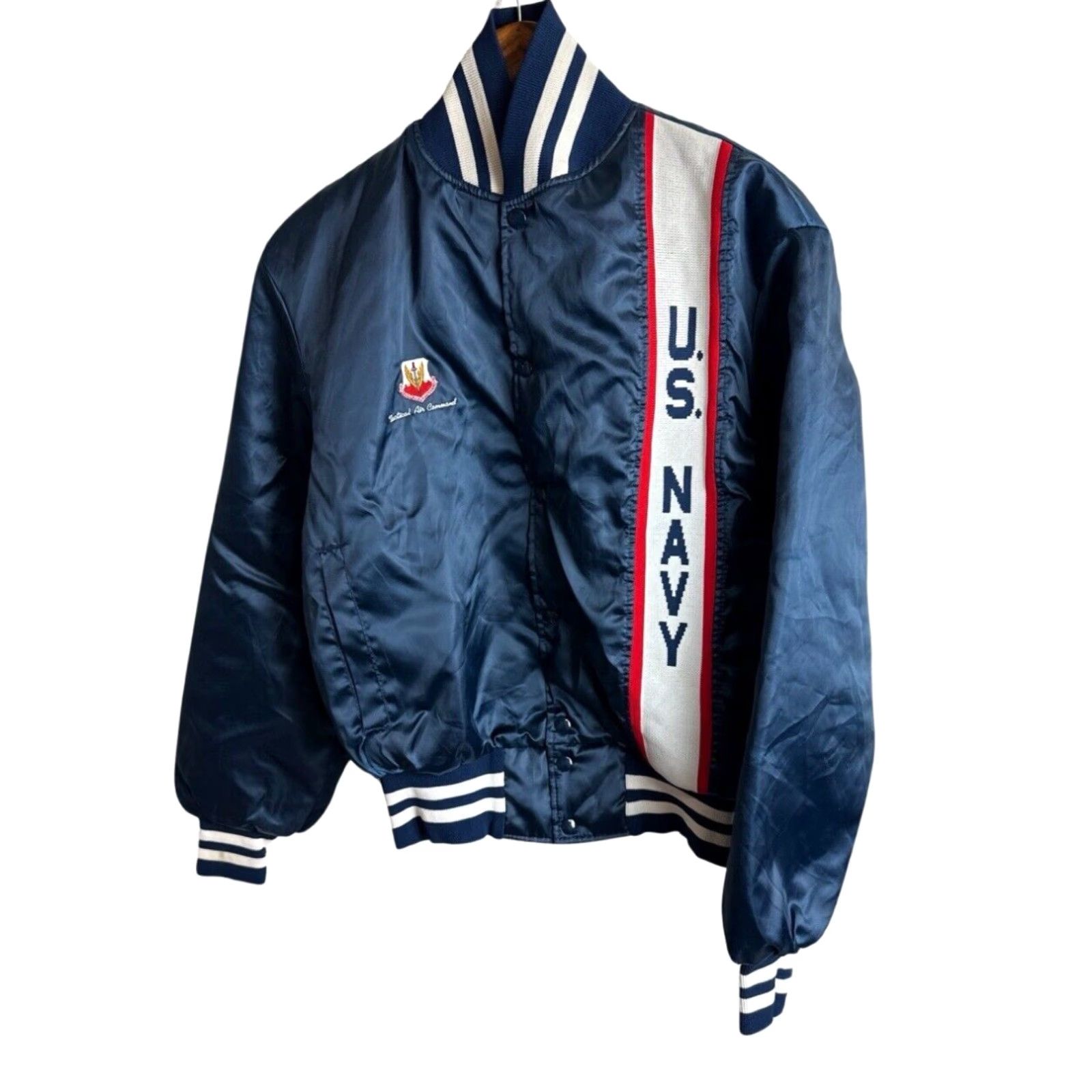Commando US Navy Vintage Mens Satin Jacket Large Tactical Air Command ...