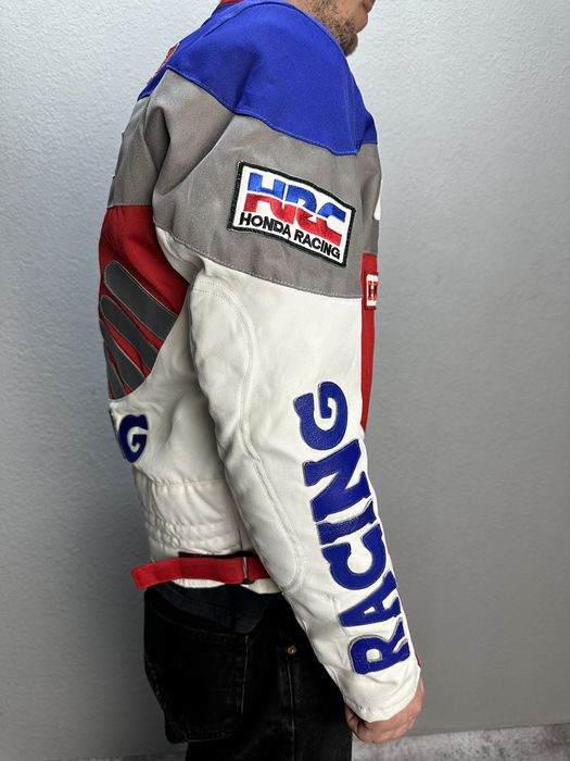 Red Bull Vintage Honda Genuine Leather Racing Jacket Streetwear Y2 ...