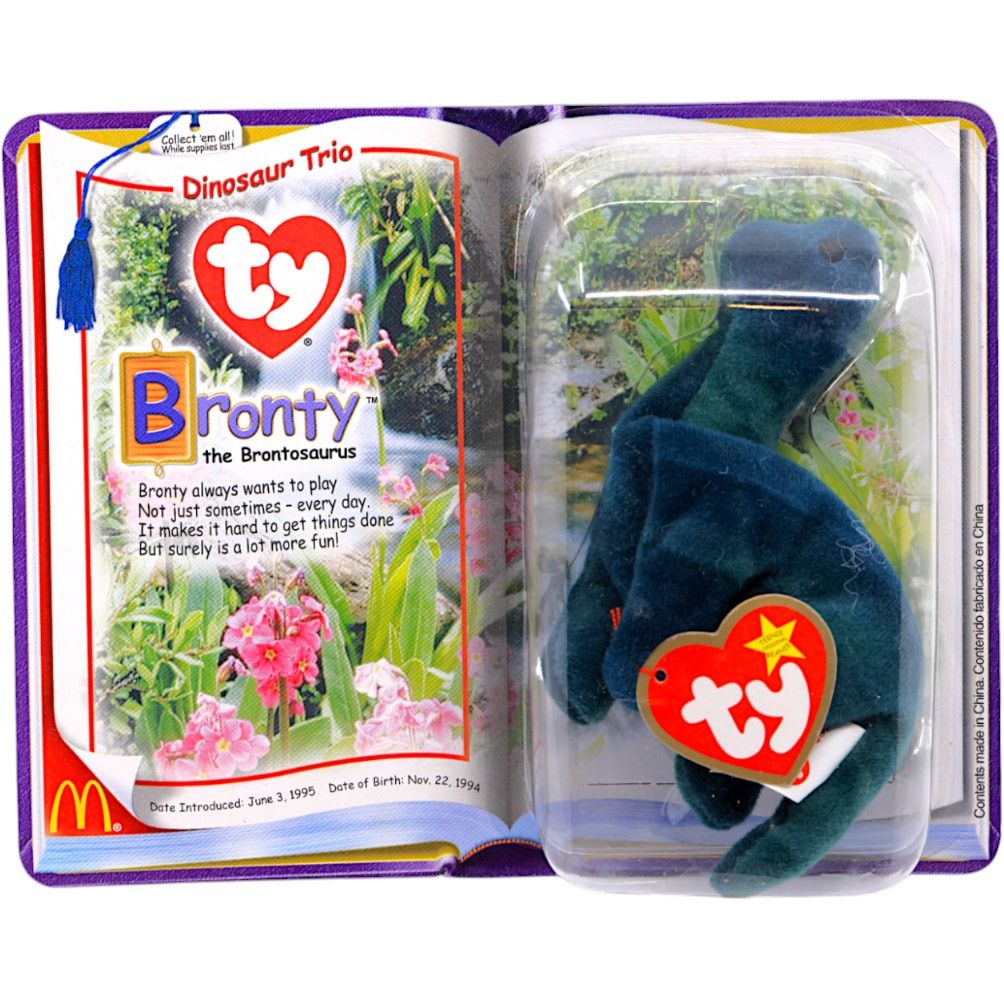 Vintage Teenie Beanie Babies Dinosaur Trio - Bronty the Brontosaurus ...