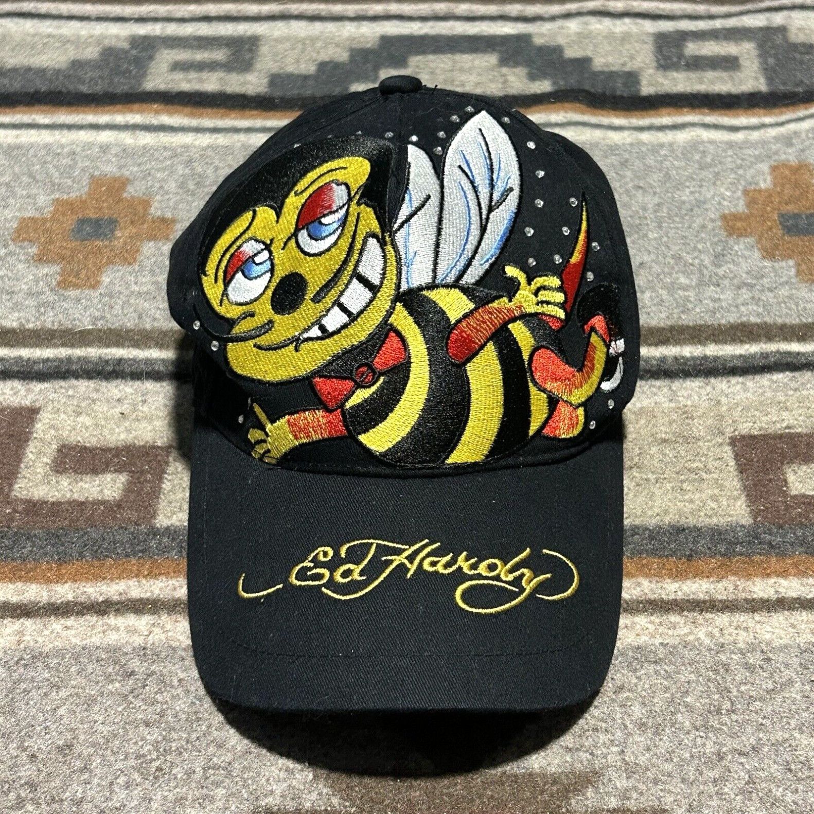 Ed Hardy Ed Hardy Hat Embellished Adjustable Flat Cap Bee Women’s 55 ...