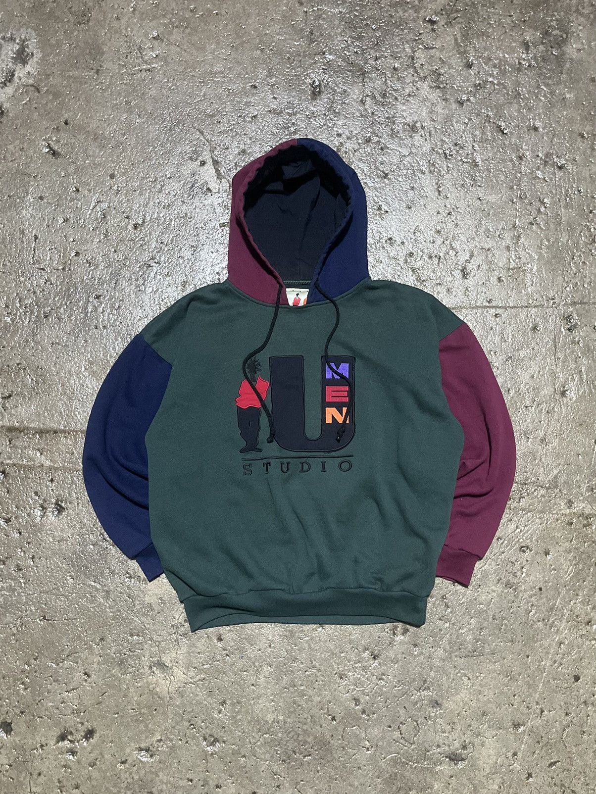 Fubu × JNCO × Vintage VINTAGE 90s UMEN STUDIO COLORBLOCK HOODIE SKATER ...