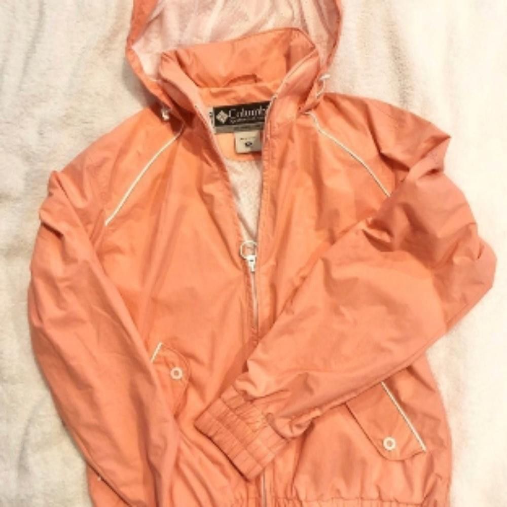 Columbia Columbia coral jacket with White trim piping. | Grailed