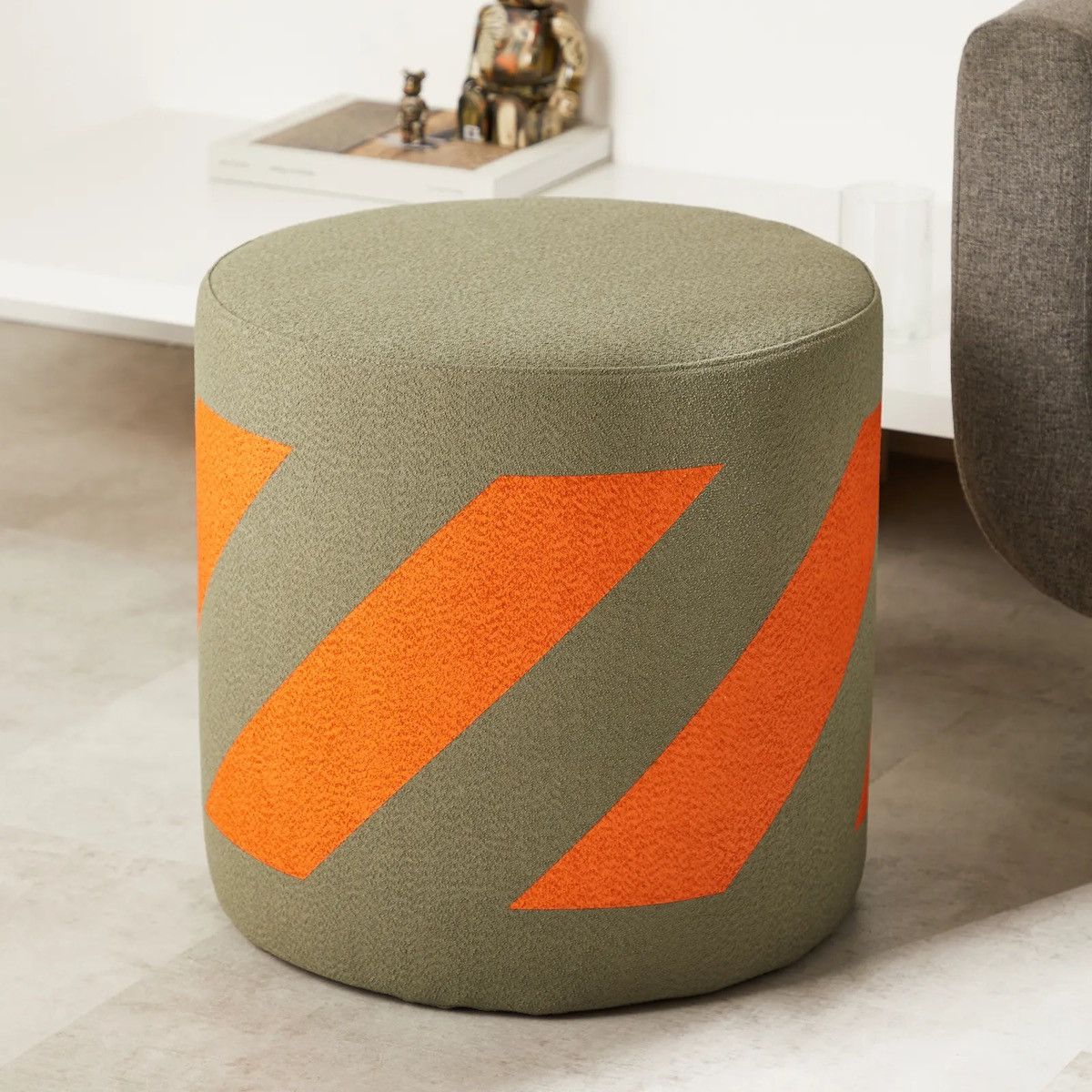 Off-White Stool diagonal stripes army green orange furniture Virgil ...