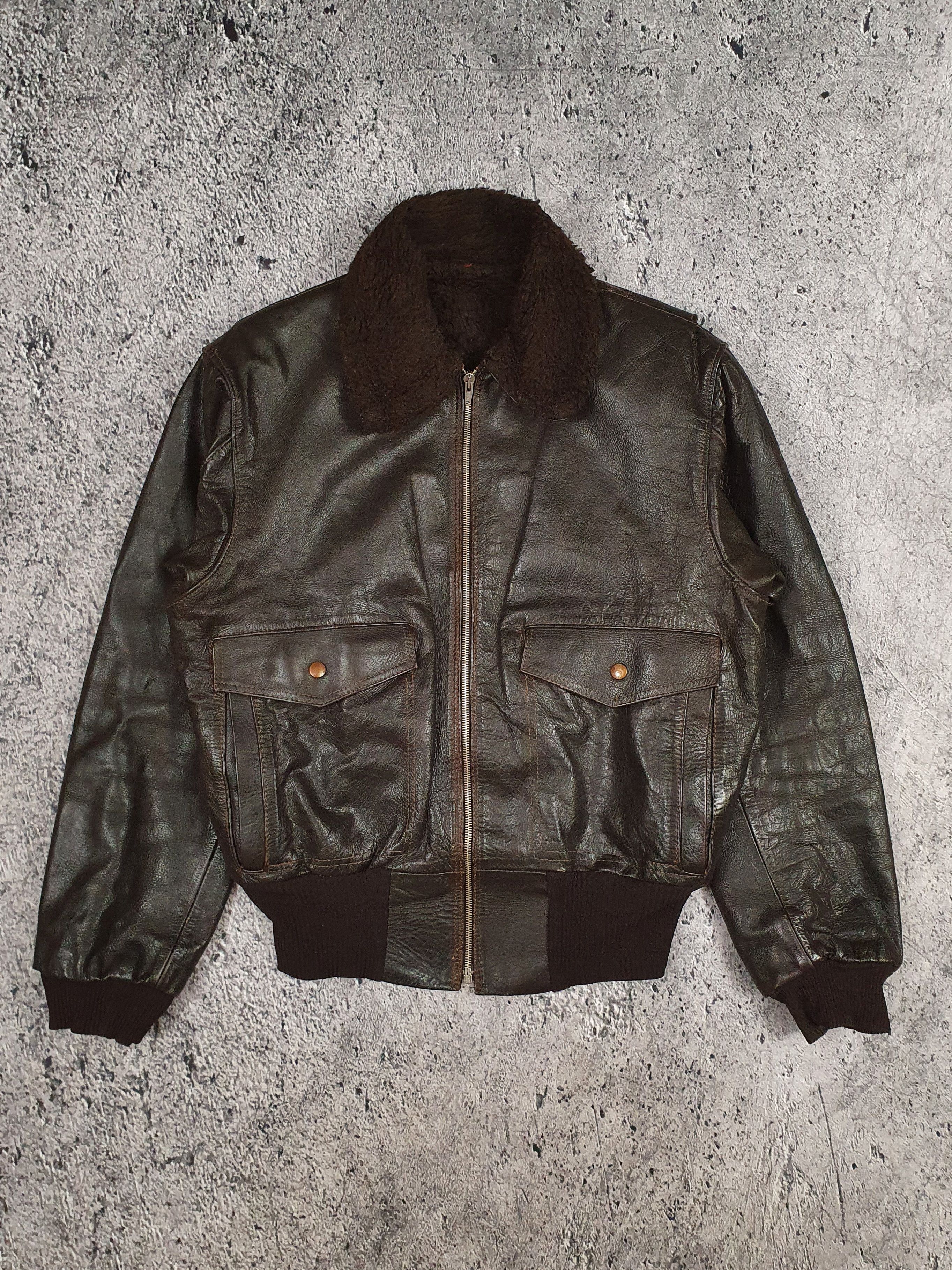 Vintage Vintage aviator leather jacket cropped boxy | Grailed