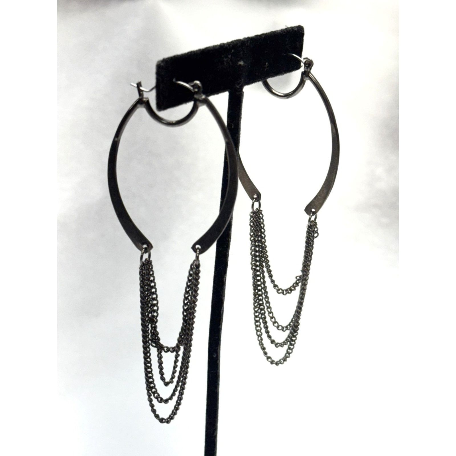 Vintage Vintage silver hoop chain earrings | Grailed