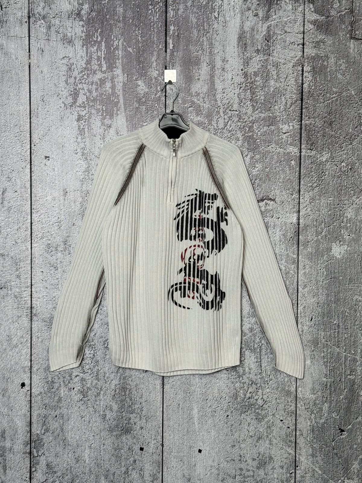 Diesel Vintage Diesel Style Ribbed Knit Zip Sweater Japanese Dragon ...