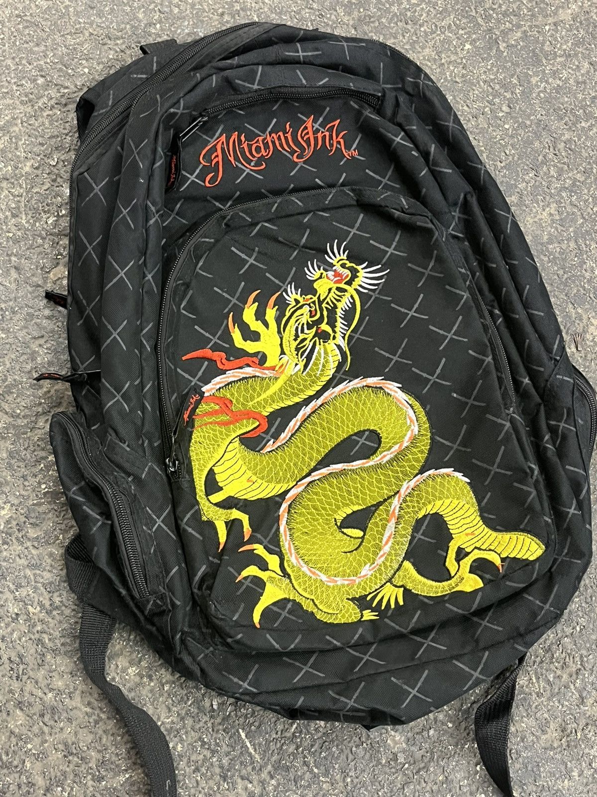 Ed Hardy Ed hardy style y2k Miami ink dragon backpack archival rare ...