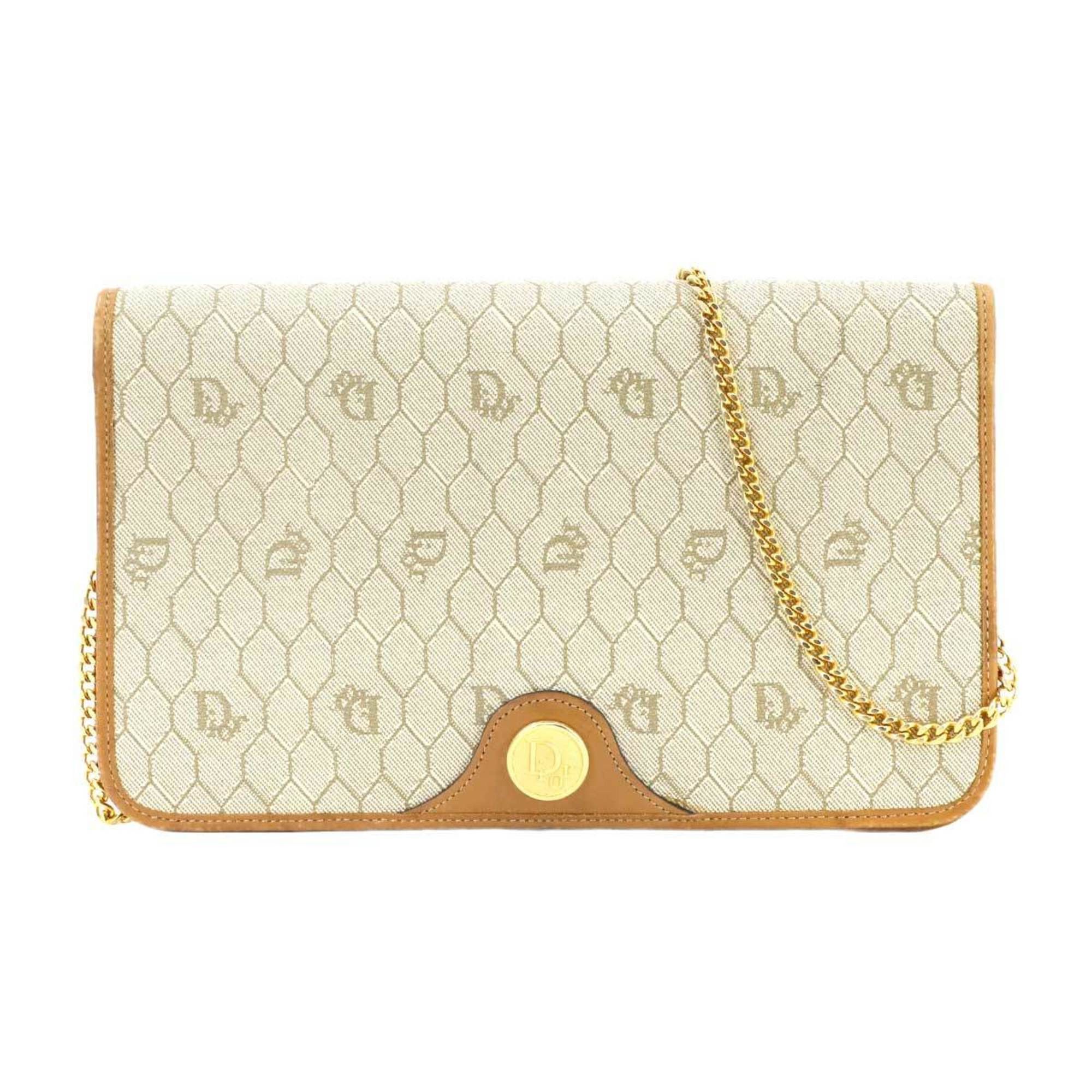 Dior Christian Dior Honeycomb Pattern 2way Clutch Shoulder Bag Beige ...
