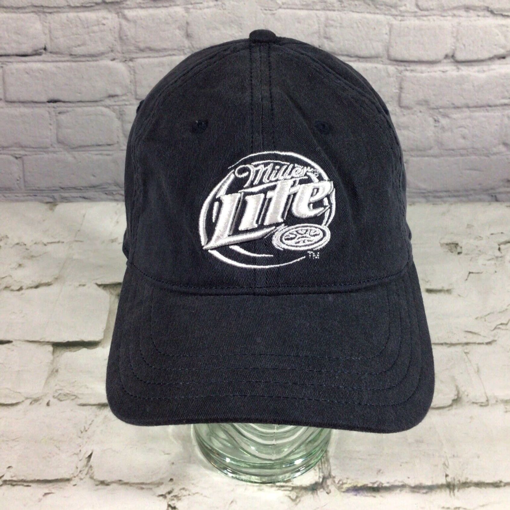 Vintage Authentic Miller Lite Brand Fitted Black Ball Cap Hat | Grailed
