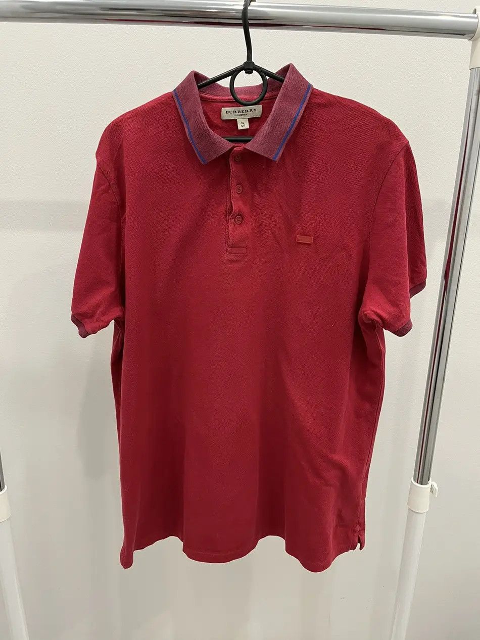 Burberry Burberry London Red Logo Details Polo Shirt Tee | Grailed