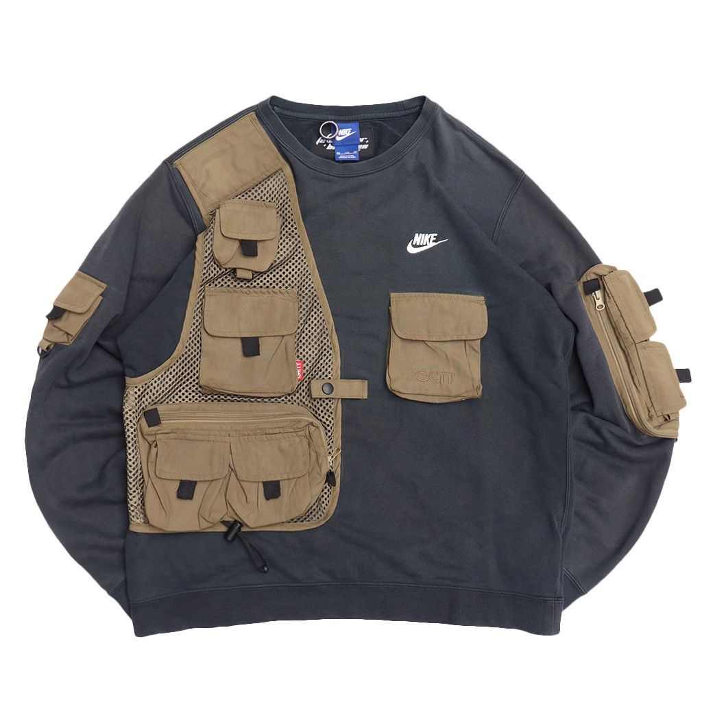 Nike × Streetwear Reworked Nike Tactical Crewneck Faded-Black/Brown ...