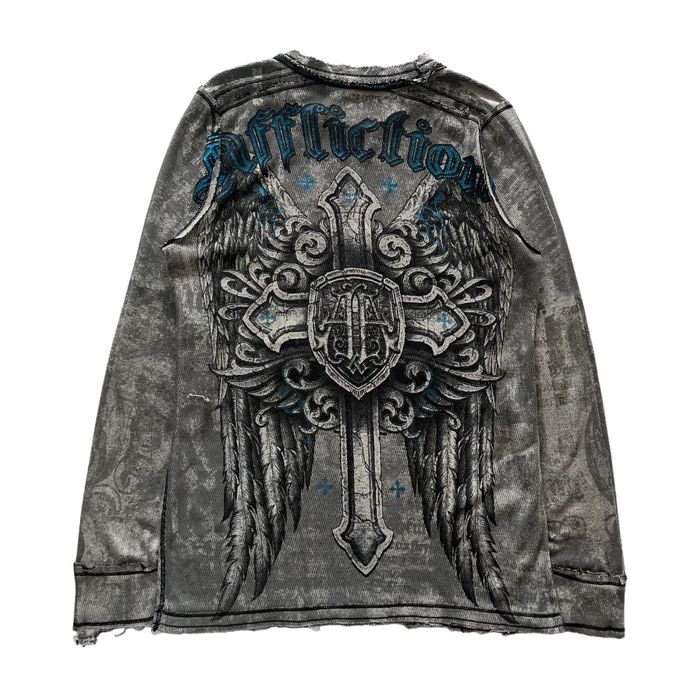 Vintage RARE Affliction Cross Wing Reversible Y2K Style Long Sleeve ...