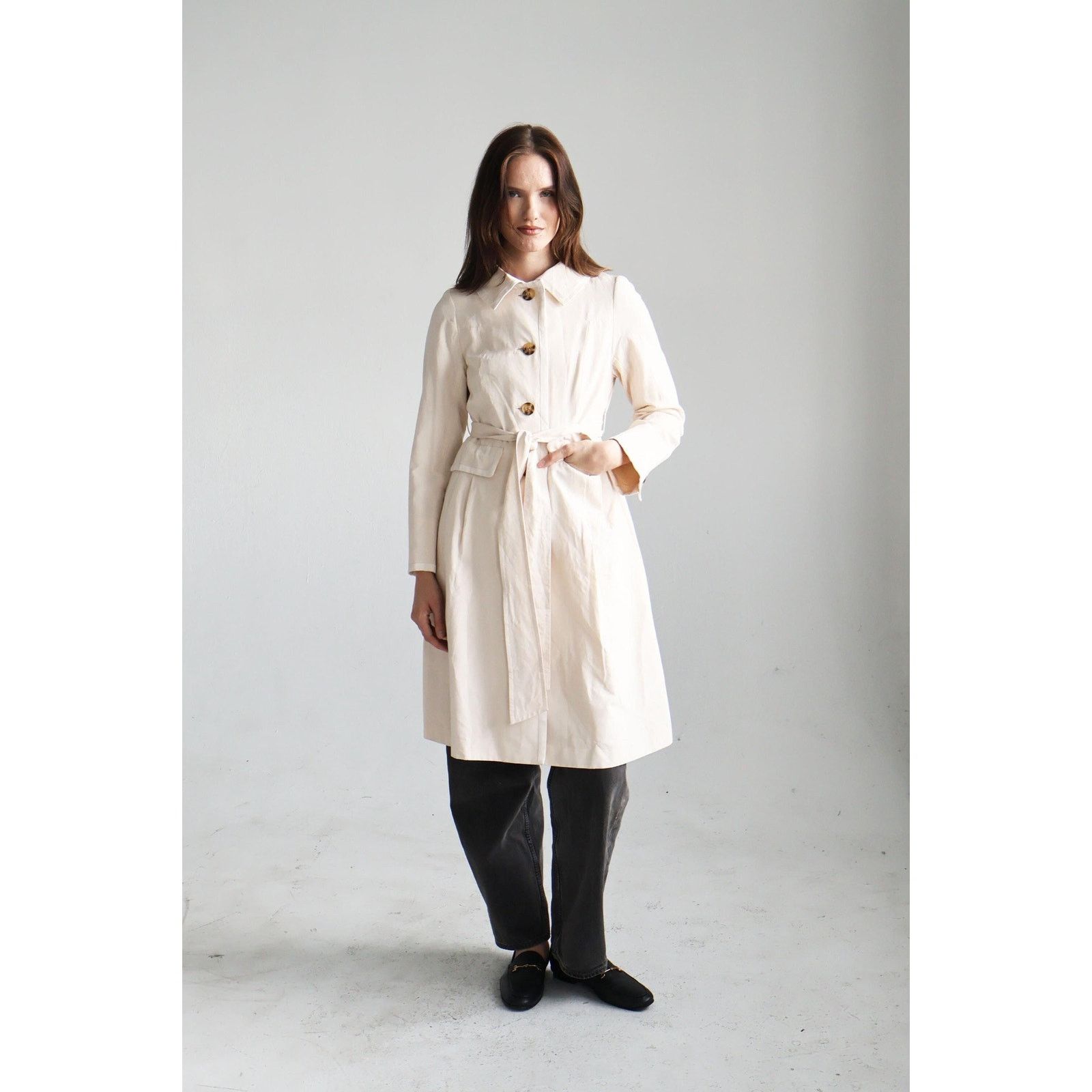 Courreges Vintage Courrèges Cream Lined Belted Trench Coat | Grailed