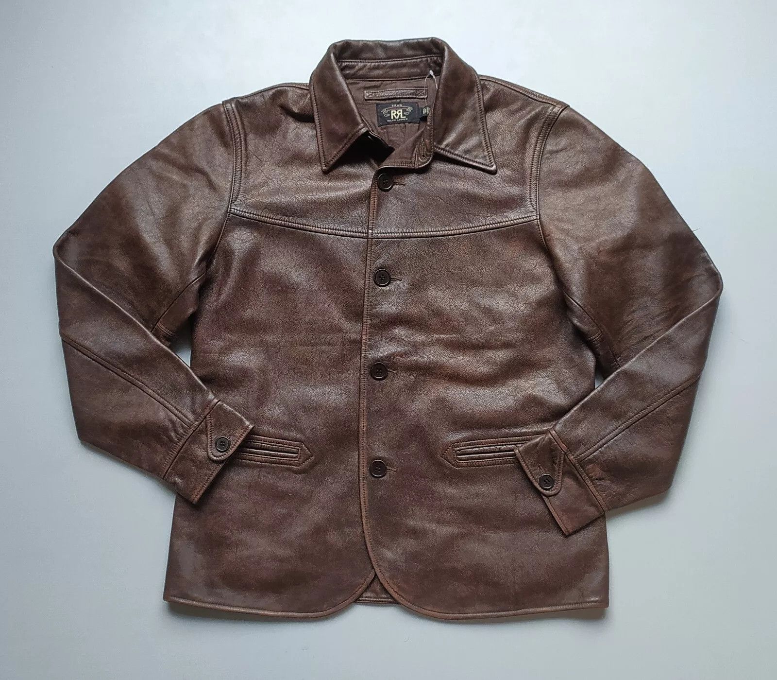 RRL Ralph Lauren Double RL Leather Car Coat WORLDWIDE SHIPPING FTP 0004 ...