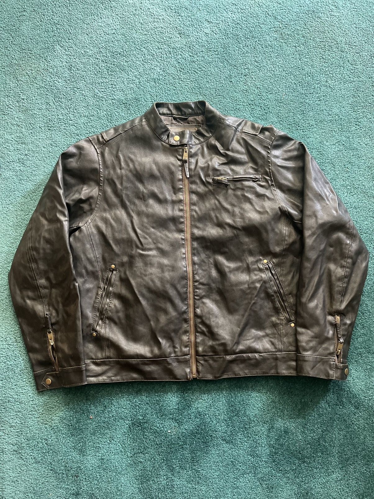 Leather Jacket × Streetwear × Vintage Vintage Brown Motorcycle Biker ...