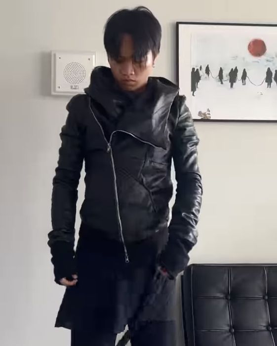 Ekam Early 00’s Lambskin Leather Asymmetrical Hooded Jacket | Grailed