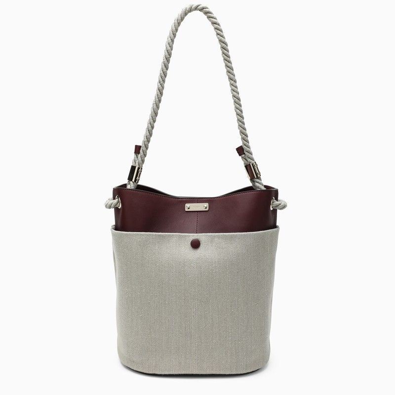 Chloe Chloé Key Bucket Bag In Linen And Burgundy Calfskin | Grailed