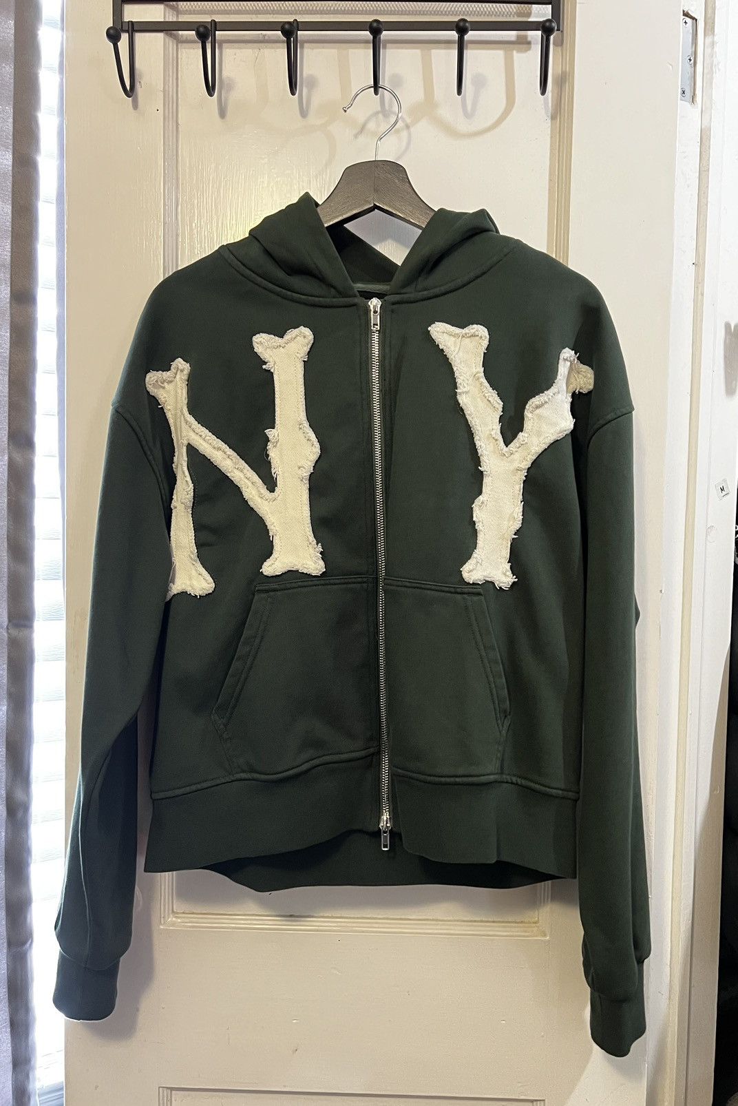Streetwear × Vintage MemoryLanePark New York Zip-Up Hoodie - Forest ...