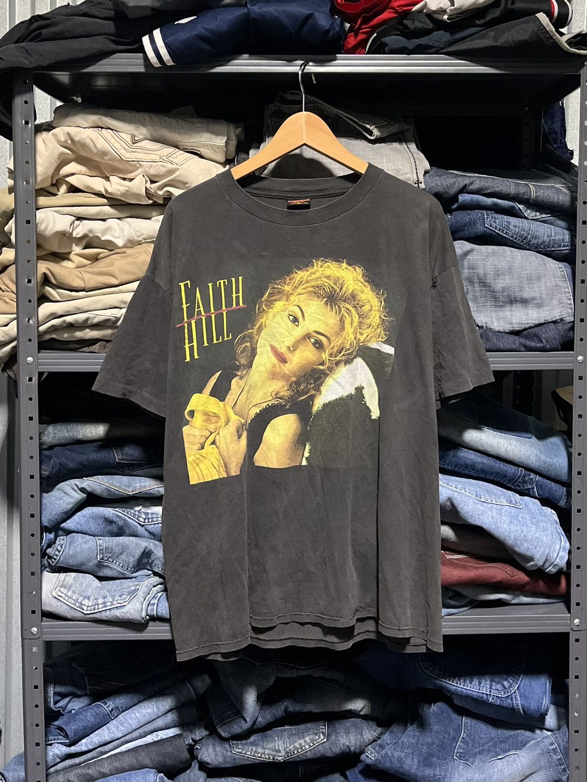 Vintage Crazy Vintage 90s Faith Hill Tour Tee Faded Thrashed Rare | Grailed