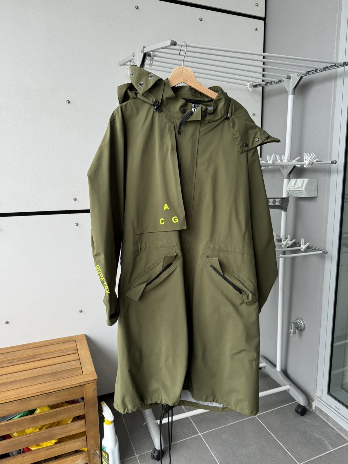 Nike × Nike ACG Nike LAB ACG GORE-TEX Casual Hooded Long Jacket Olive ...