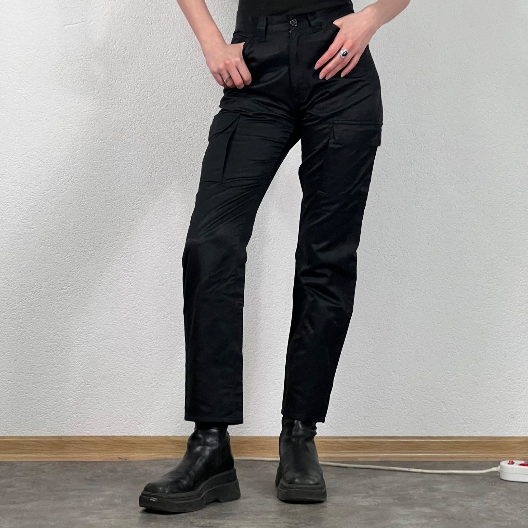 Vintage Black shiny cargo pants | Grailed