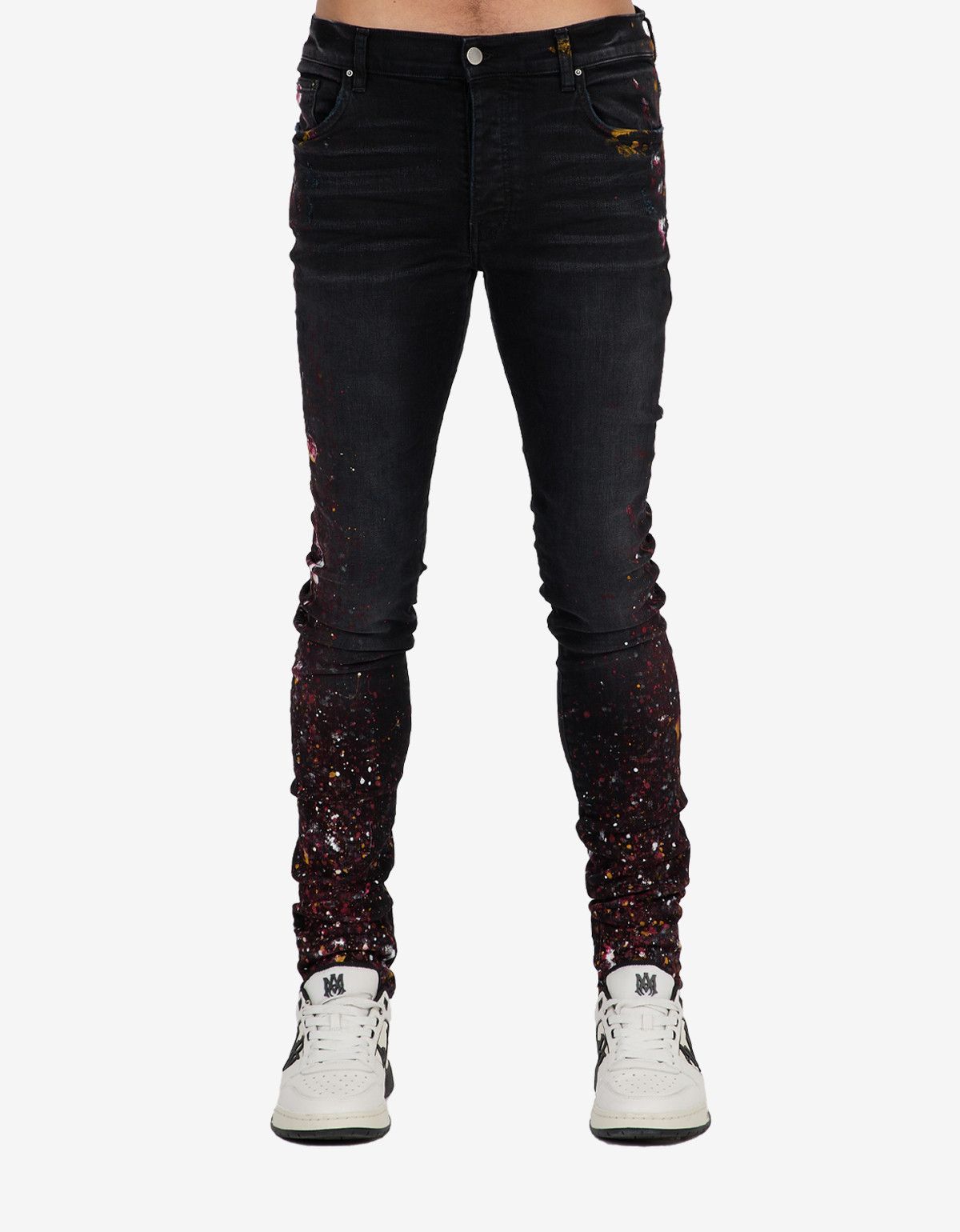 Amiri Amiri Paint Splatter Aged Black Jeans | Grailed