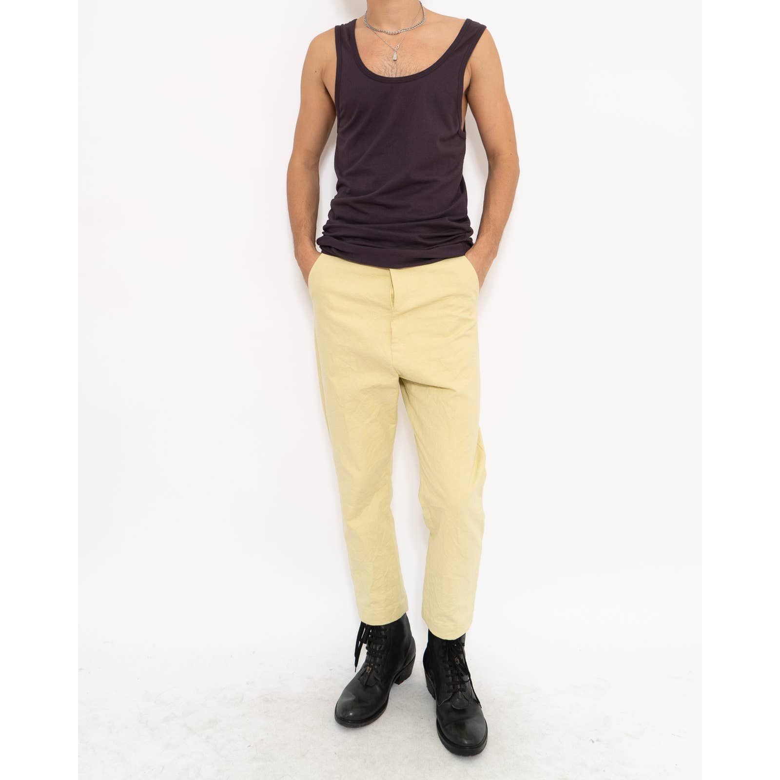 Haider Ackermann FW19 Crystall Yellow Low Crotch Trousers Sample | Grailed