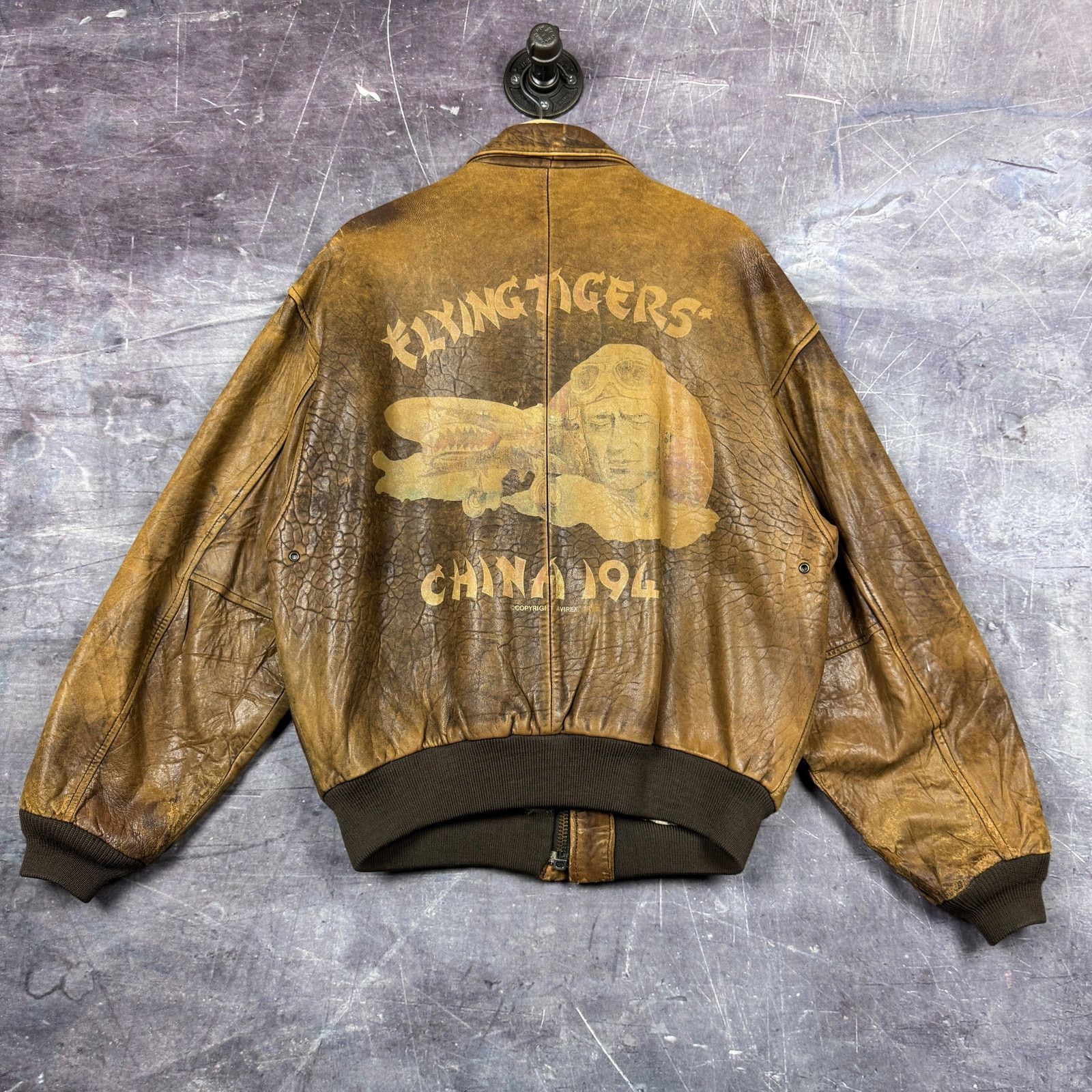 Avirex × Streetwear × Vintage 90s Brown Avirex Flying Tigers A2 Leather Bomber Jacket 0508 | Grailed