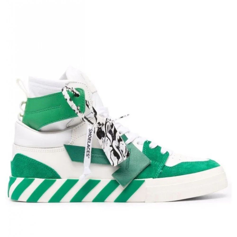 Off-White o1b1xh1ea0324 Vulcanized High-Top Sneakers in White/Green ...