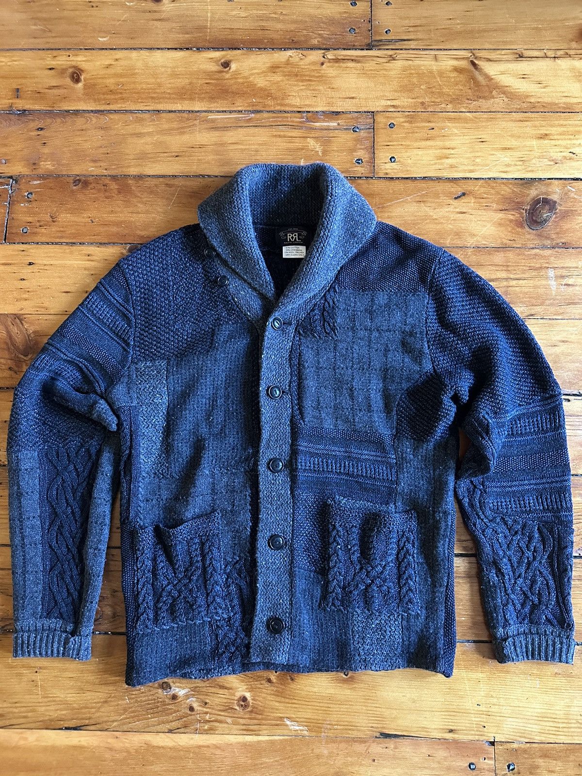 RRL Ralph Lauren Indigo Patchwork Cardigan | Grailed