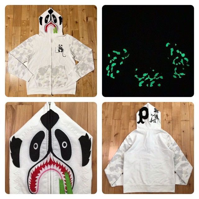Bape 💫Glow in the dark💫 BAPE city camo panda full zip hoodie APE | Grailed