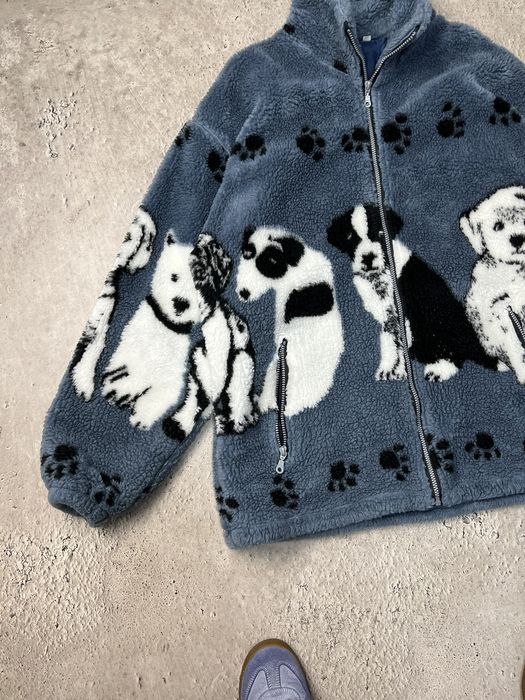 Vintage Vintage Y2K Full Print Animal Dogs Sherpa Fur Jacket bomber ...