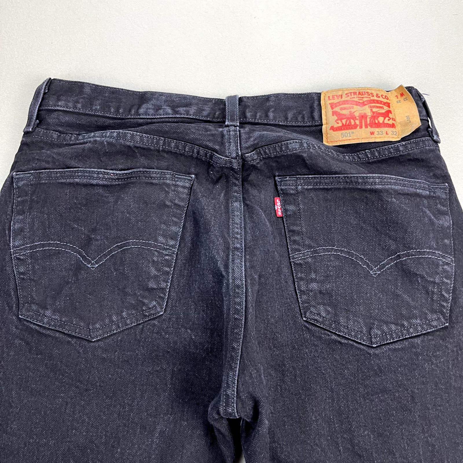 Levi's Levis 501 Jeans 33x32 Black Denim Original Straight Charcoal ...