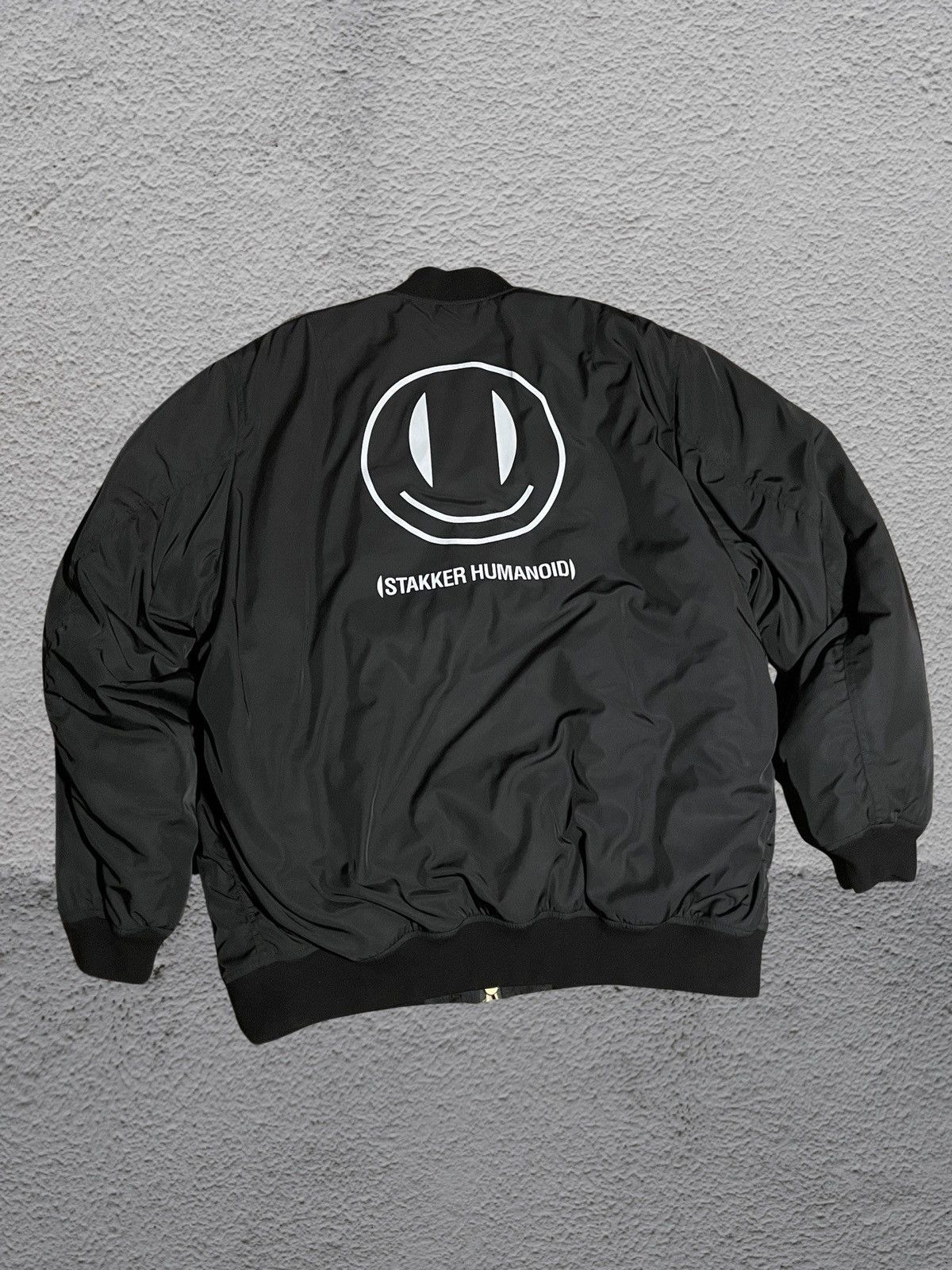 Raf Simons Oversized SP 01 Smiley Bomber - Black - M | Grailed