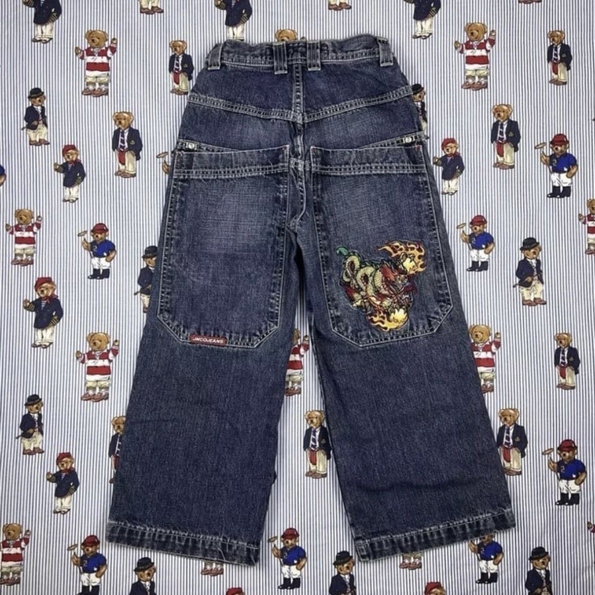 Jnco Y2K Kids JNCO Jeans Dragon Flame Embroidered Big Back Pocket | Grailed