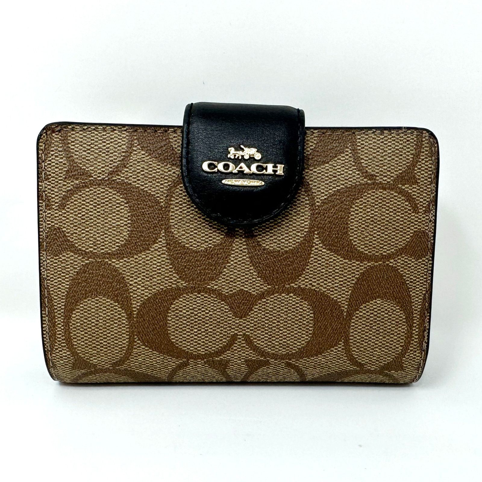 Coach Coach Medium Corner Zip Wallet Signature Canvas Khaki C0082 | Grailed