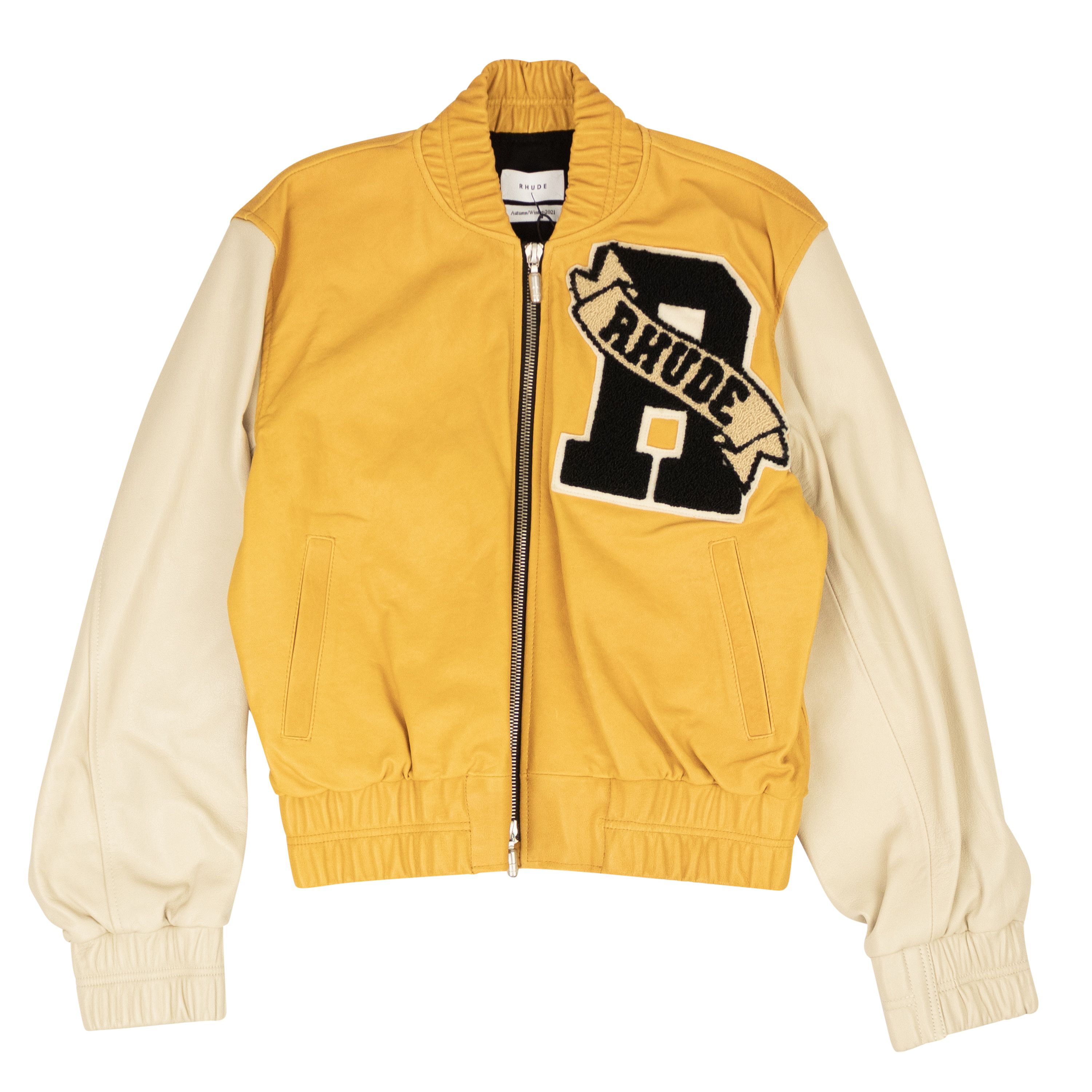 Rhude Yellow & Creme Varsity Jacket Size M | Grailed