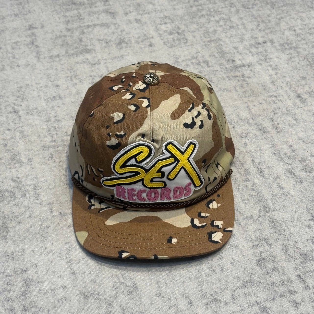 Chrome Hearts CHROME HEARTS SEX RECORDS CHOCO CHIP CAMO TRUCKER Hat | Grailed