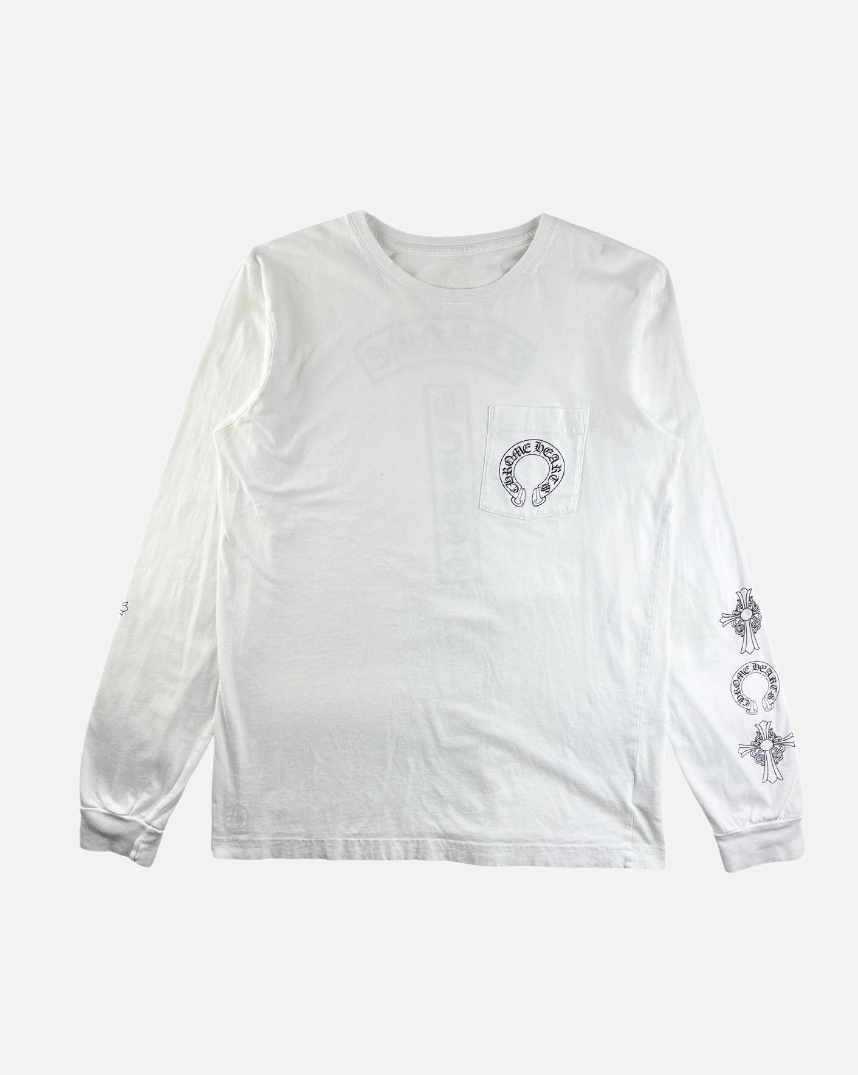 Chrome Hearts Chrome Hearts White Cross Horseshoe Long-Sleeve T-Shirt ...