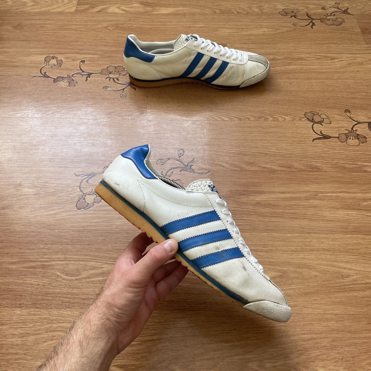 Adidas Vintage Adidas Rom Sneakers White /Blue Made in Taiwan | Grailed