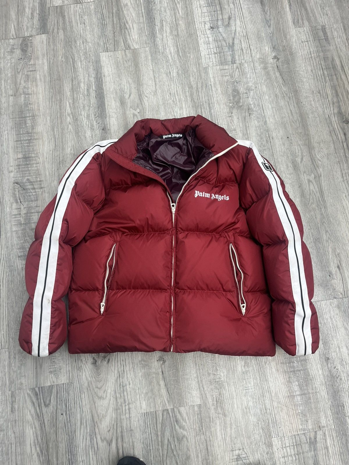 Palm Angels Palm Angles Classic Down Puffer Jacket Maroon Red | Grailed