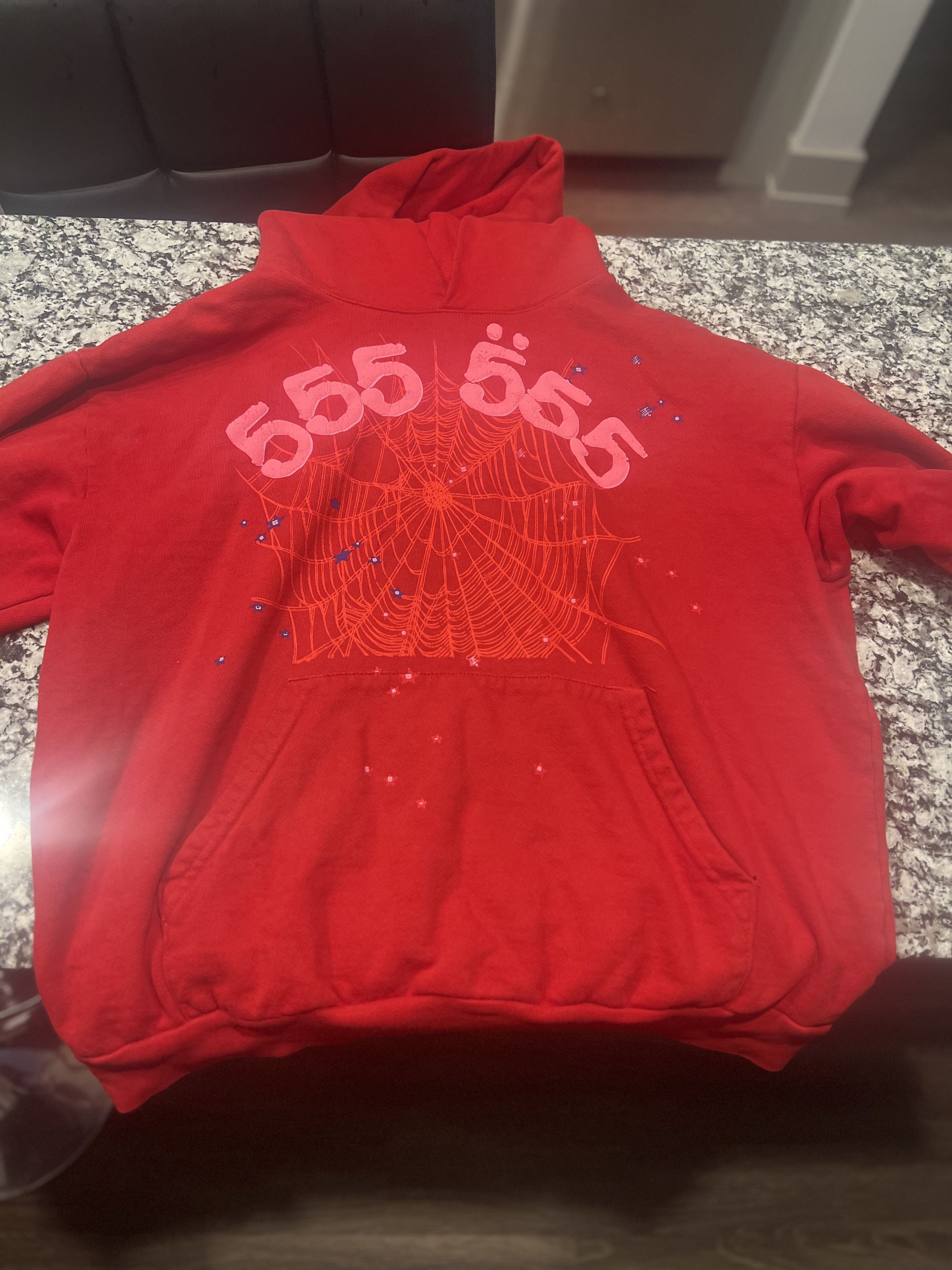Spider Worldwide Spider Worldwide Red Angel Number 555 Hoodie | Grailed
