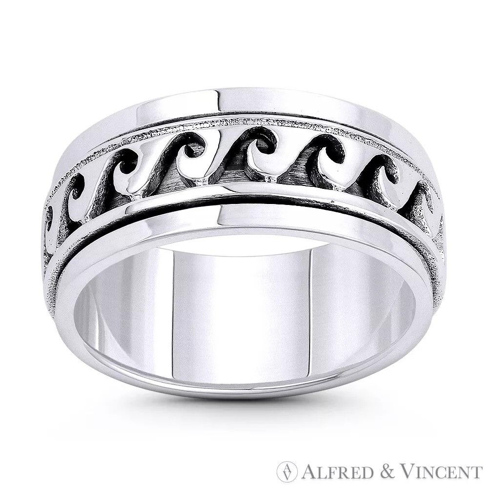Other Mens Spinning Ring Sea Wave Cutout Beachbum Charm Band | Grailed