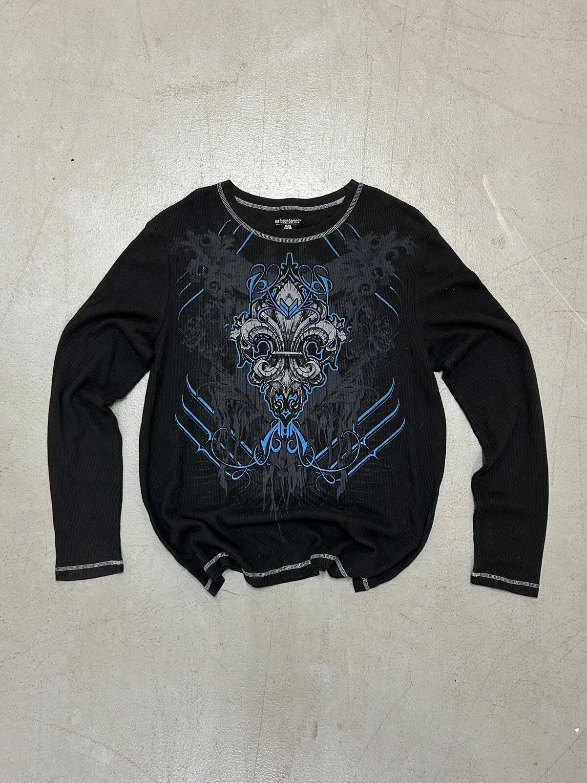 Vintage CRAZY Y2K AFFLICTION STYLE OPIUM SKULL SKATER GOTH THERMAL ...