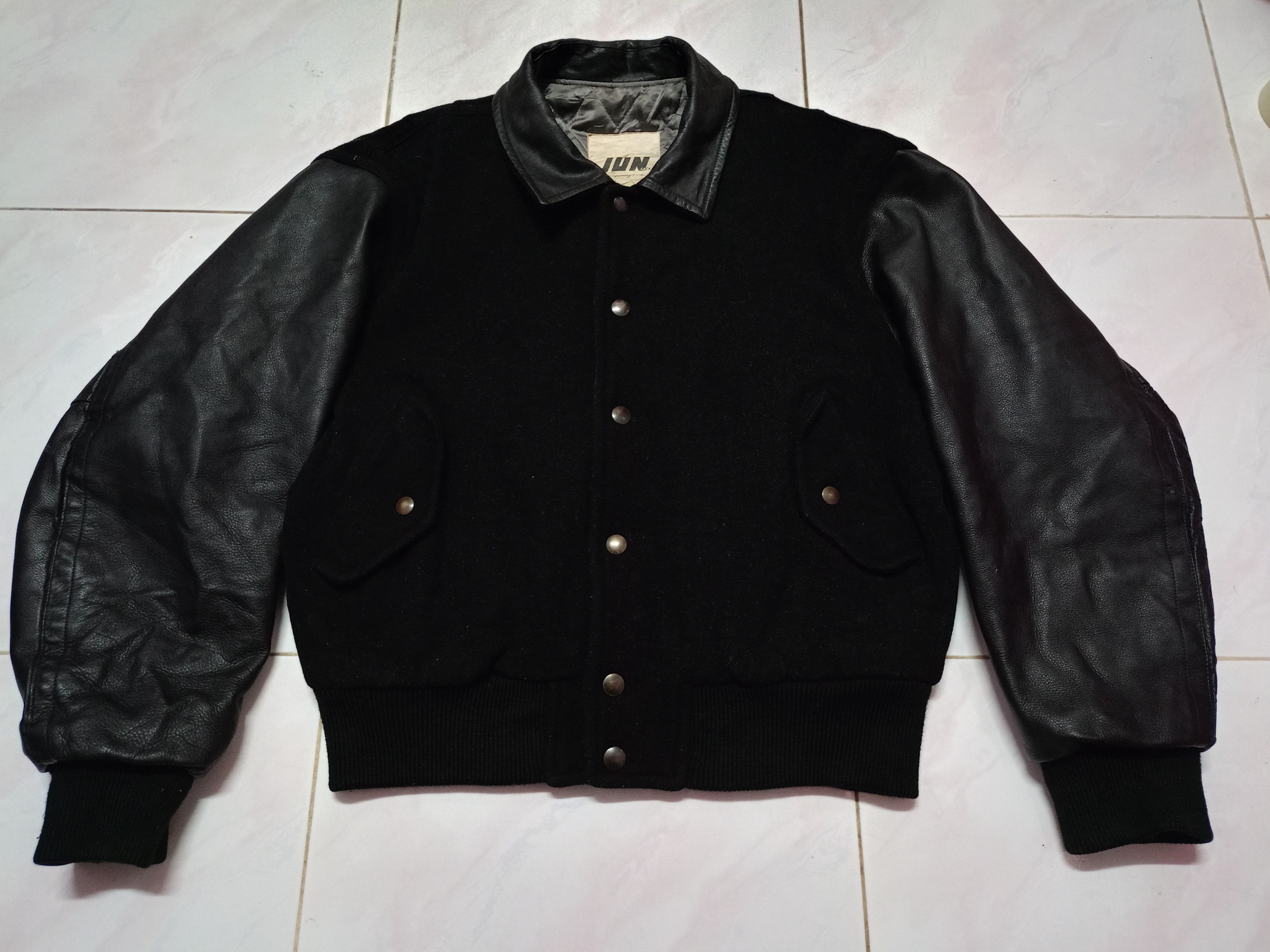 Japanese Brand × Vintage Varsity leather jacket Jun man x vintage | Grailed