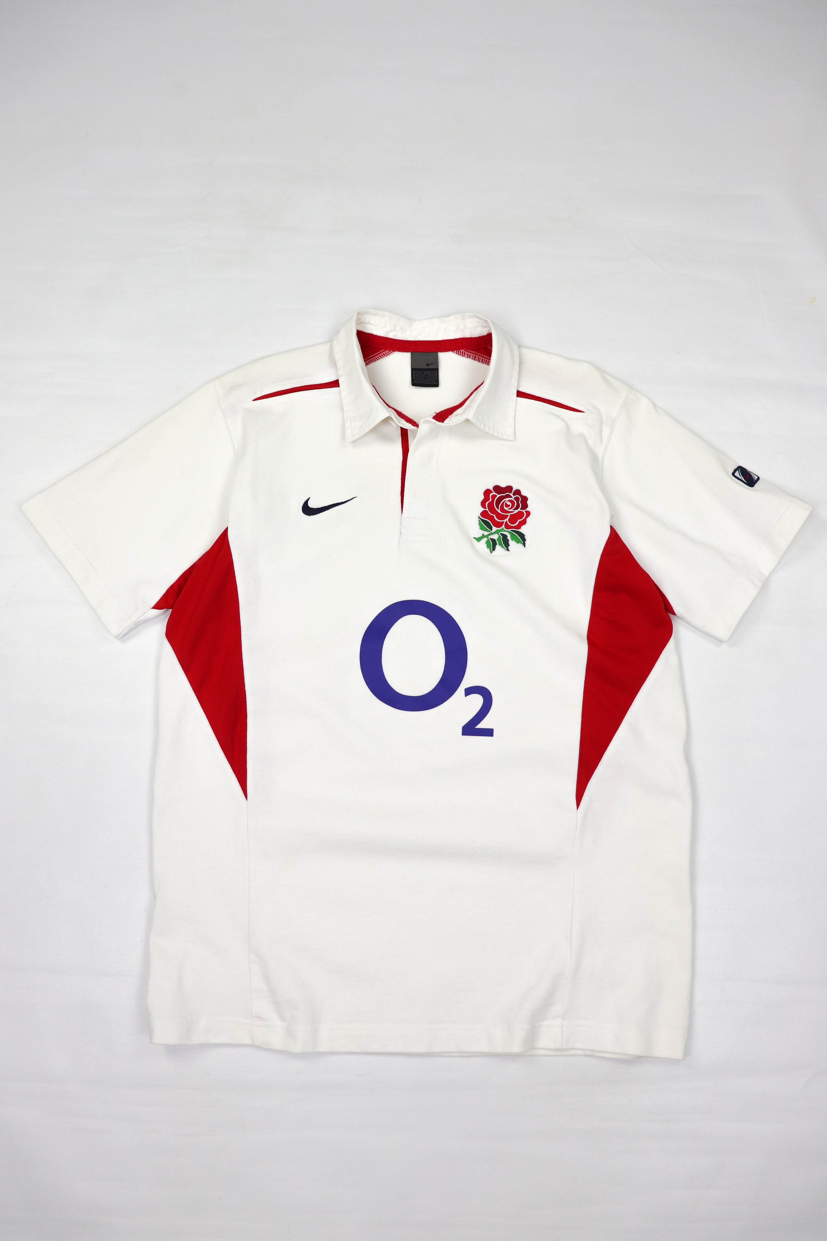 Nike × Vintage Nike Vintage England Rugby O2 White Heavy Cotton Polo ...