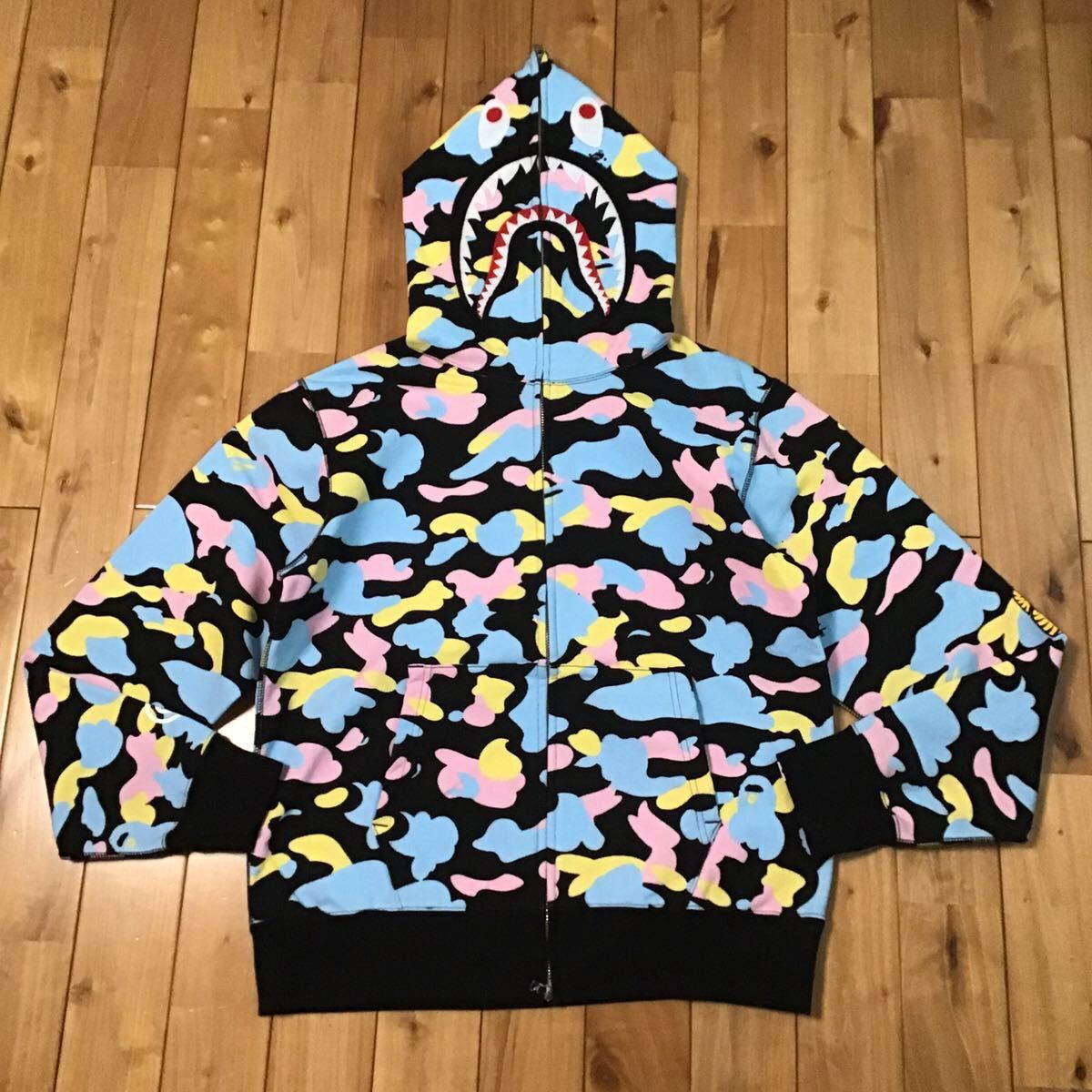 Bape BAPE Cotton candy camo Shark full zip hoodie multi camo APE | Grailed