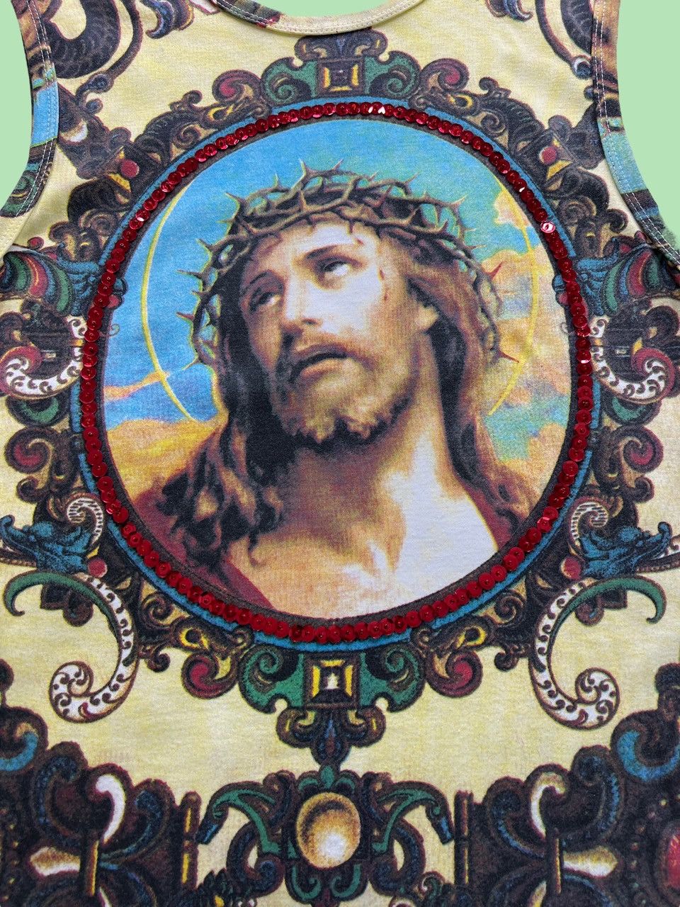 Designer NUK WEAR by Cowboy & Angels Sequin Embellished Jesus Tank ...